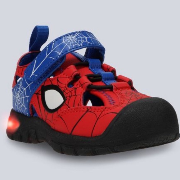 Marvel | Shoes | Marvel Toddler Spiderman Light Up Sandals Bluered ...